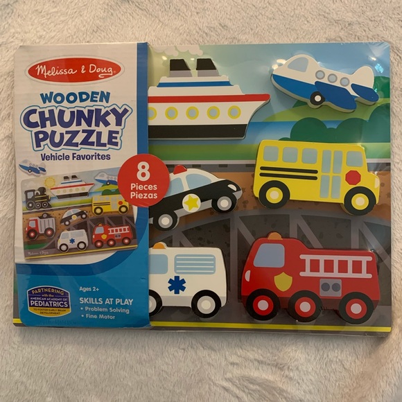 Melissa & Doug | Toys | Melissa Doug Wooden Vehicles Chunky Puzzle | Poshmark